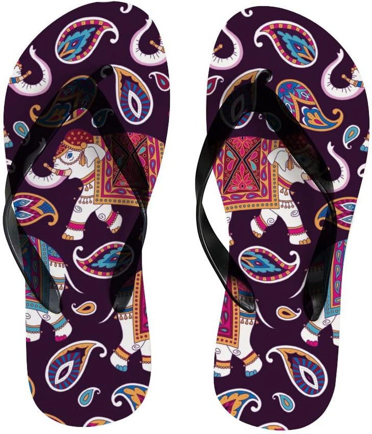 GZHJMY Flip Flops Elephant Vintage Lotus Bohemian Mandala Slippers ...