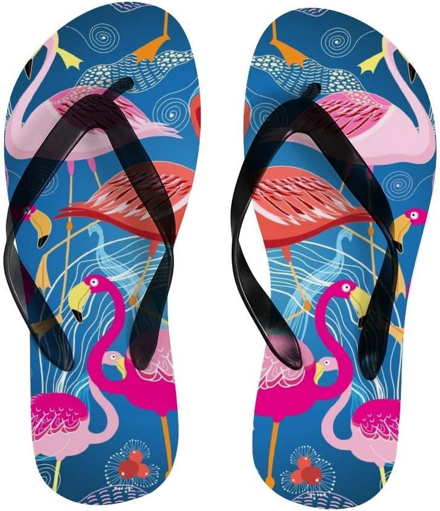 GZHJMY Flip Flops Hello Welcome Tropical Flamingo Floral Heart Love ...