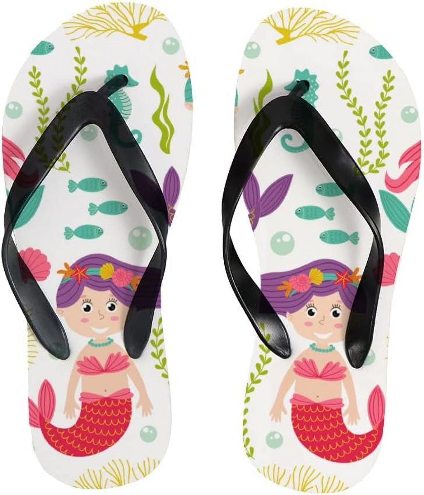 GZHJMY Flip Flops Mermaid Fish Ocean Sea World Slippers Sandals for ...