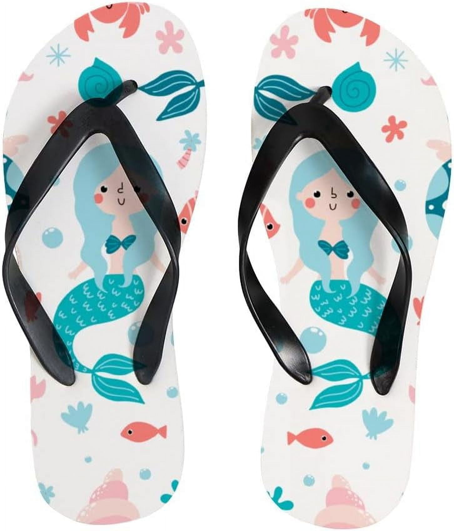 GZHJMY Flip Flops Ocean Sea Mermaid Turtle Slippers Sandals for Women ...