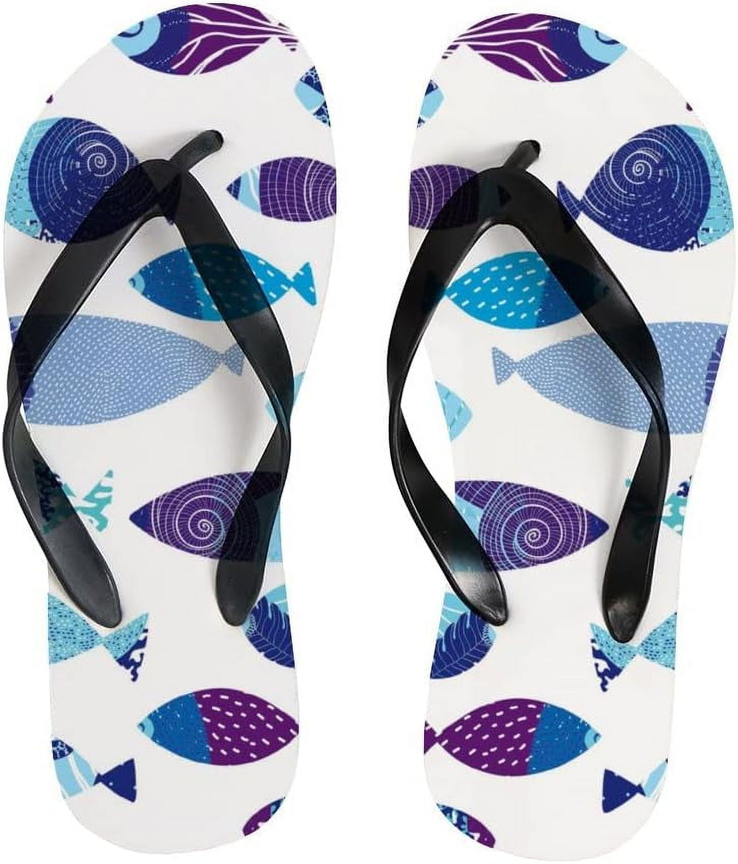 GZHJMY Flip Flops Ocean Sea Rainbow Fish Aquatic Plants Thong Slip On ...