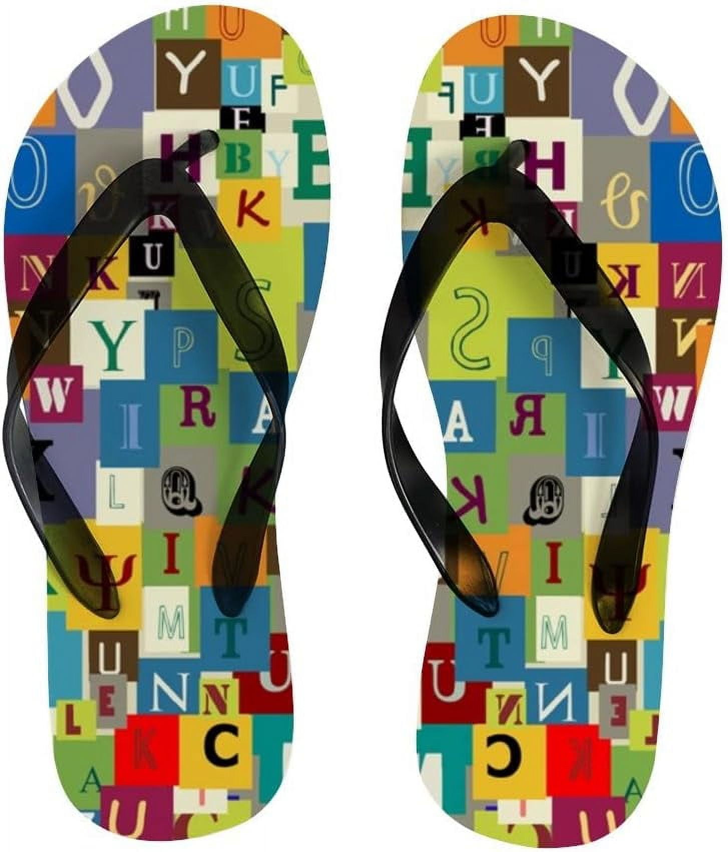 GZHJMY Flip Flops Patchwork Alphabet Letter Plaid Checkered Tartan ...