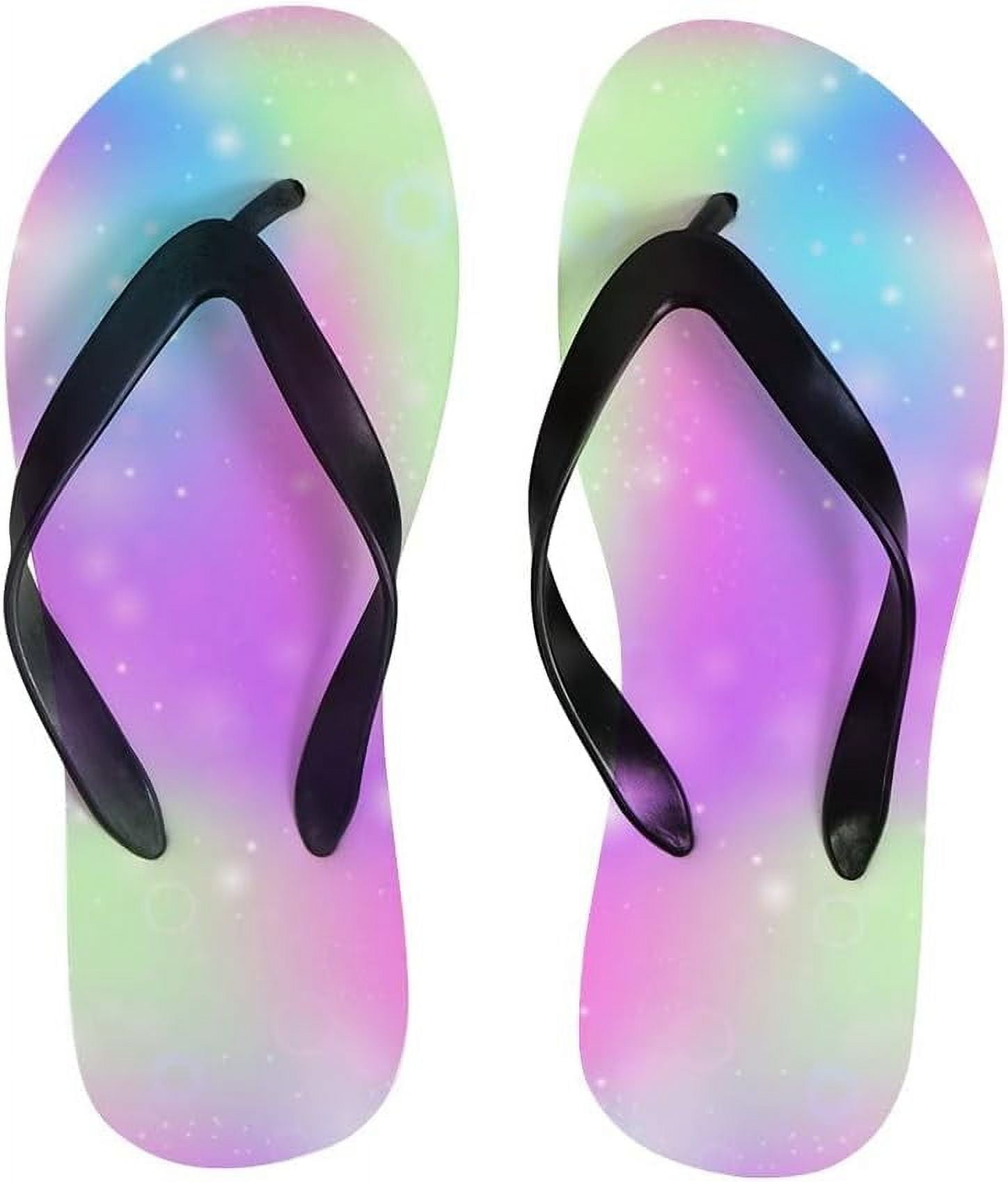 GZHJMY Flip Flops Rainbow Stars Galaxy Mermaid Striped Thong Slip On ...