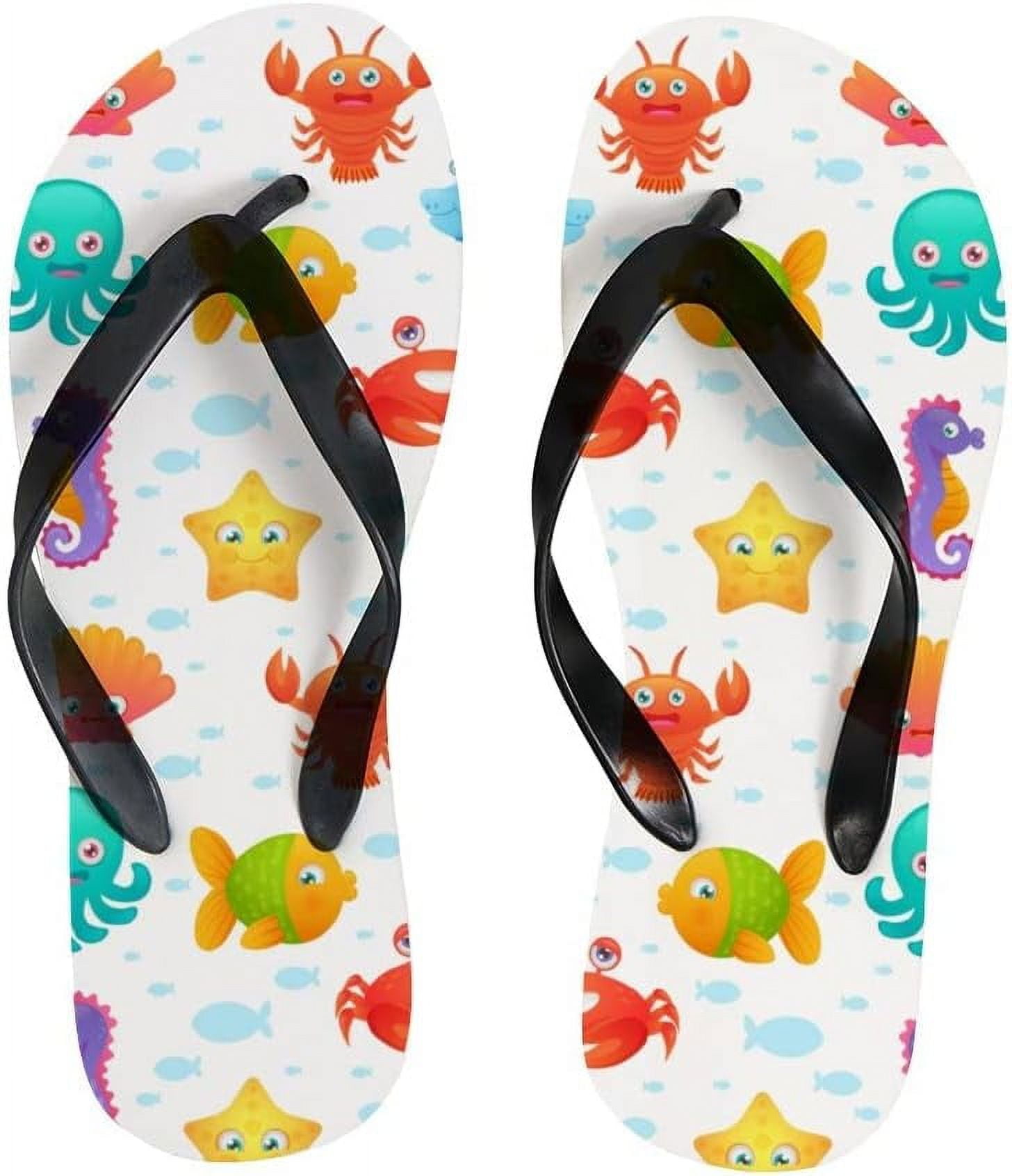 GZHJMY Flip Flops Sea Fish Jellyfish Thong Slip On Slippers Beach ...