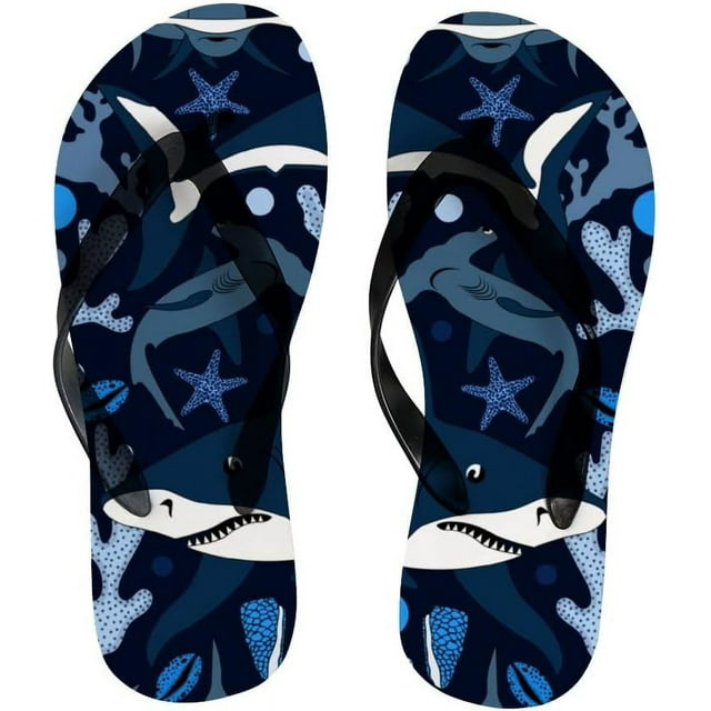 GZHJMY Flip Flops Shark Coral Starfish Shell Ocean Sea Slippers Sandals ...