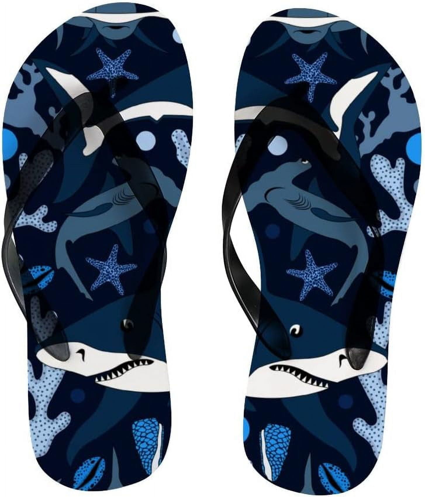 GZHJMY Flip Flops Shark Coral Starfish Shell Ocean Sea Slippers Sandals ...