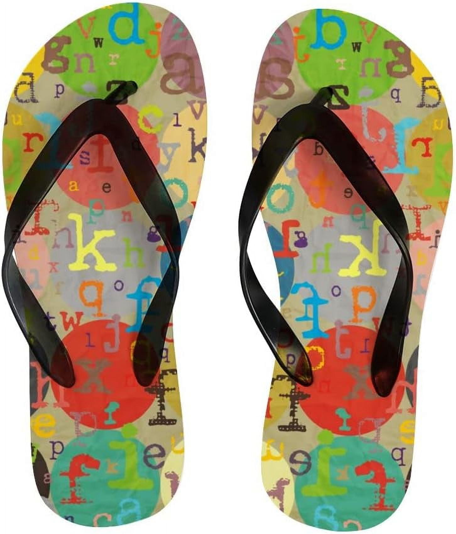 GZHJMY Flip Flops Slippers Colorful Circles Alphabet Letter Number ...