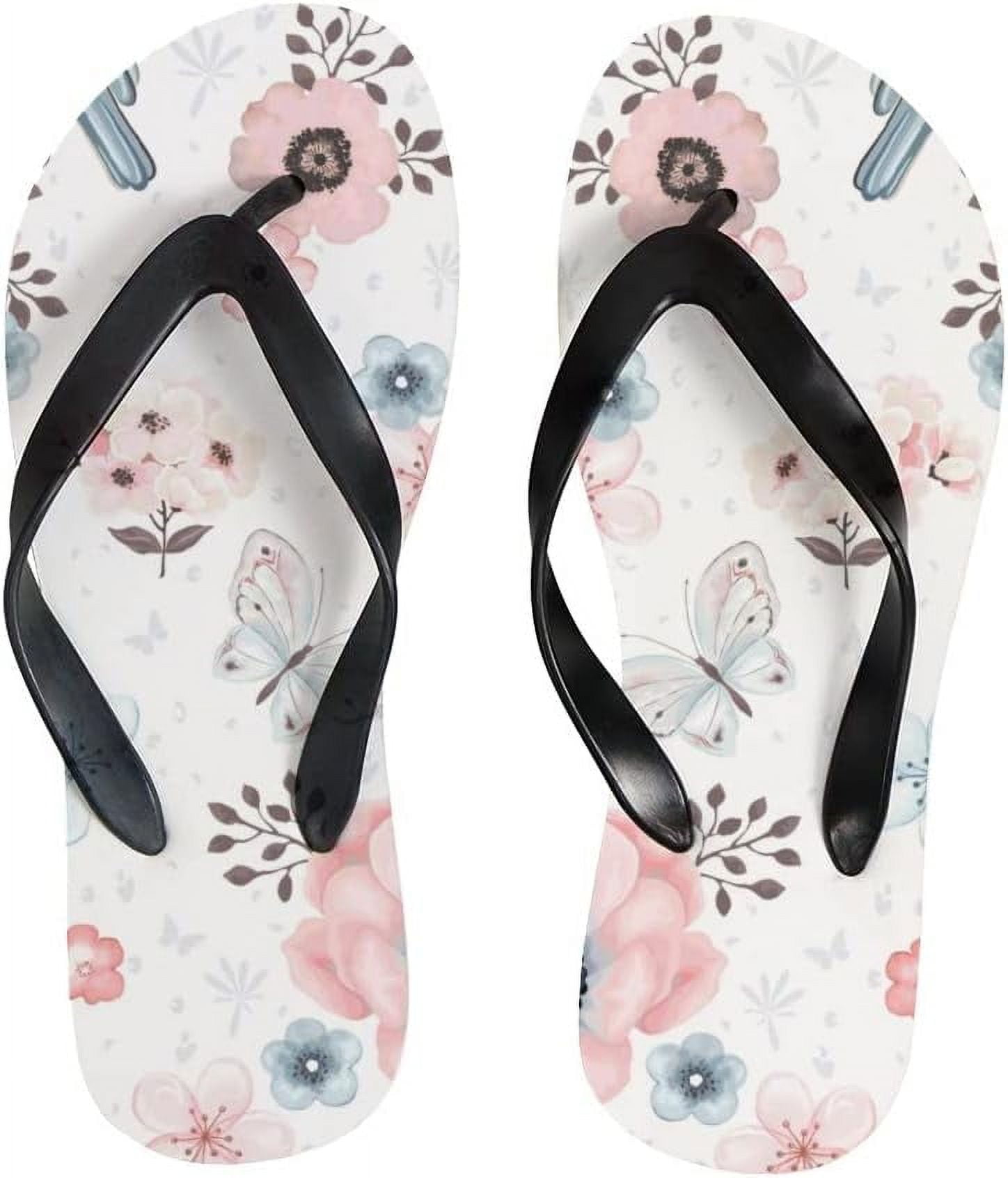 GZHJMY Flip Flops Slippers Country Garden Floral Flowers Butterfly Bird ...