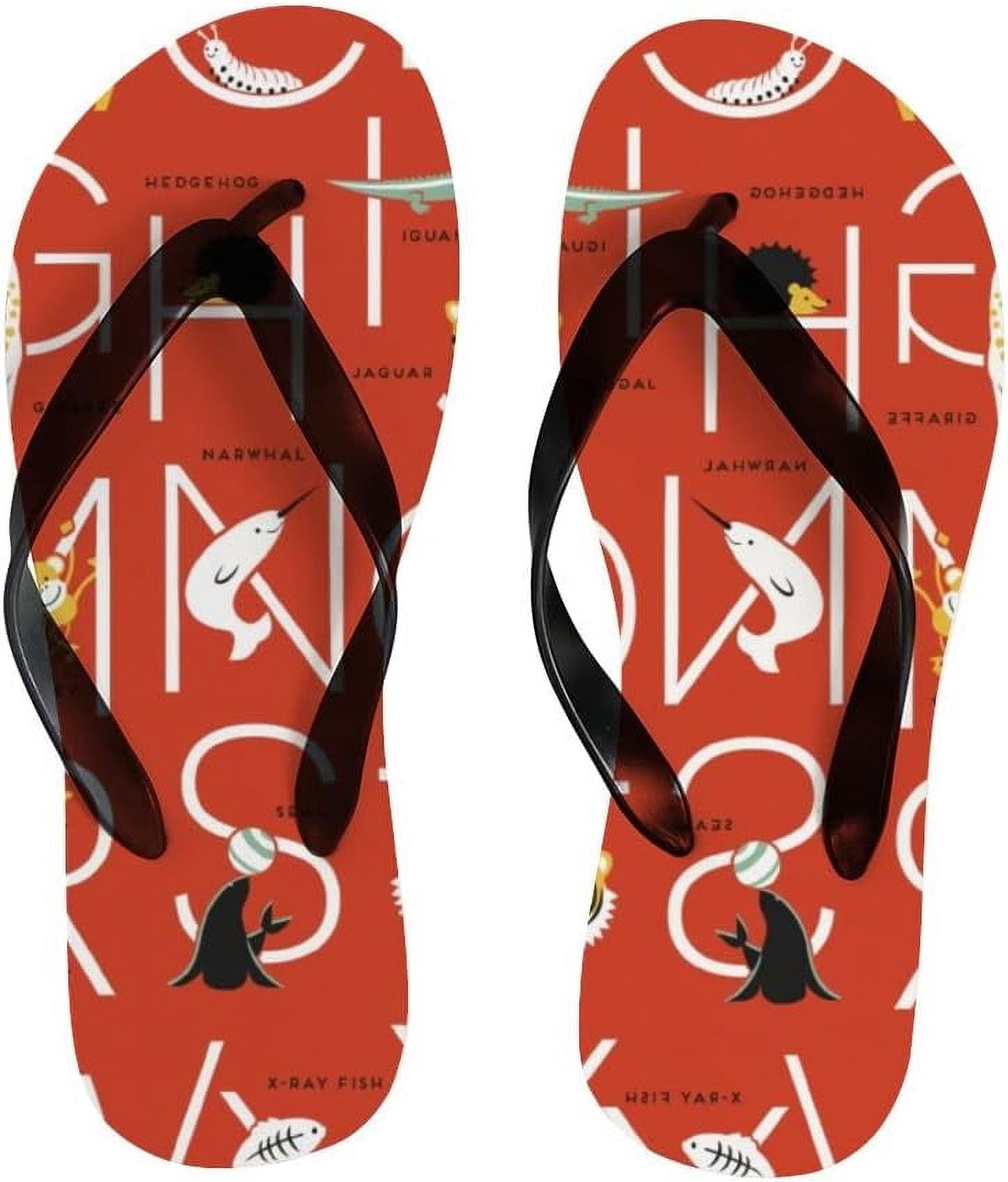 GZHJMY Flip Flops Slippers Cute Alphabet Animals Letter Sandals for ...