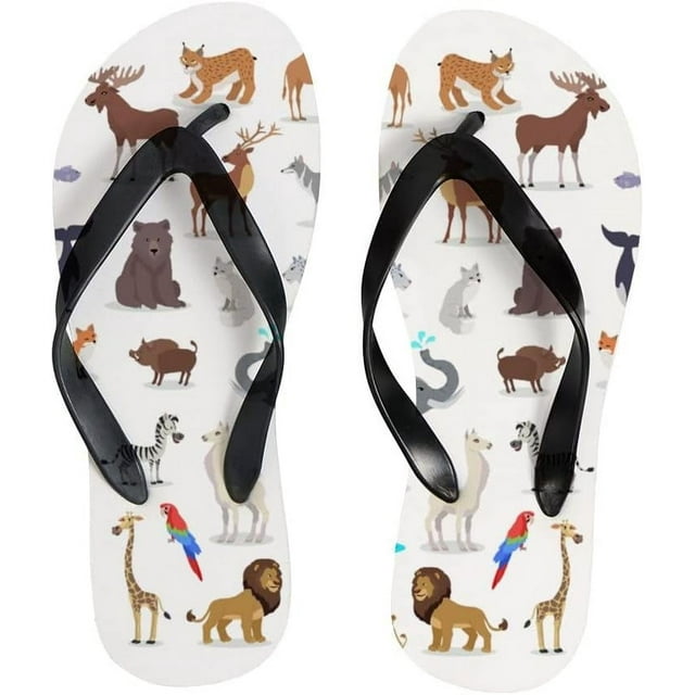 GZHJMY Flip Flops Slippers Cute Animal World Map Elephant Shark Turtle ...