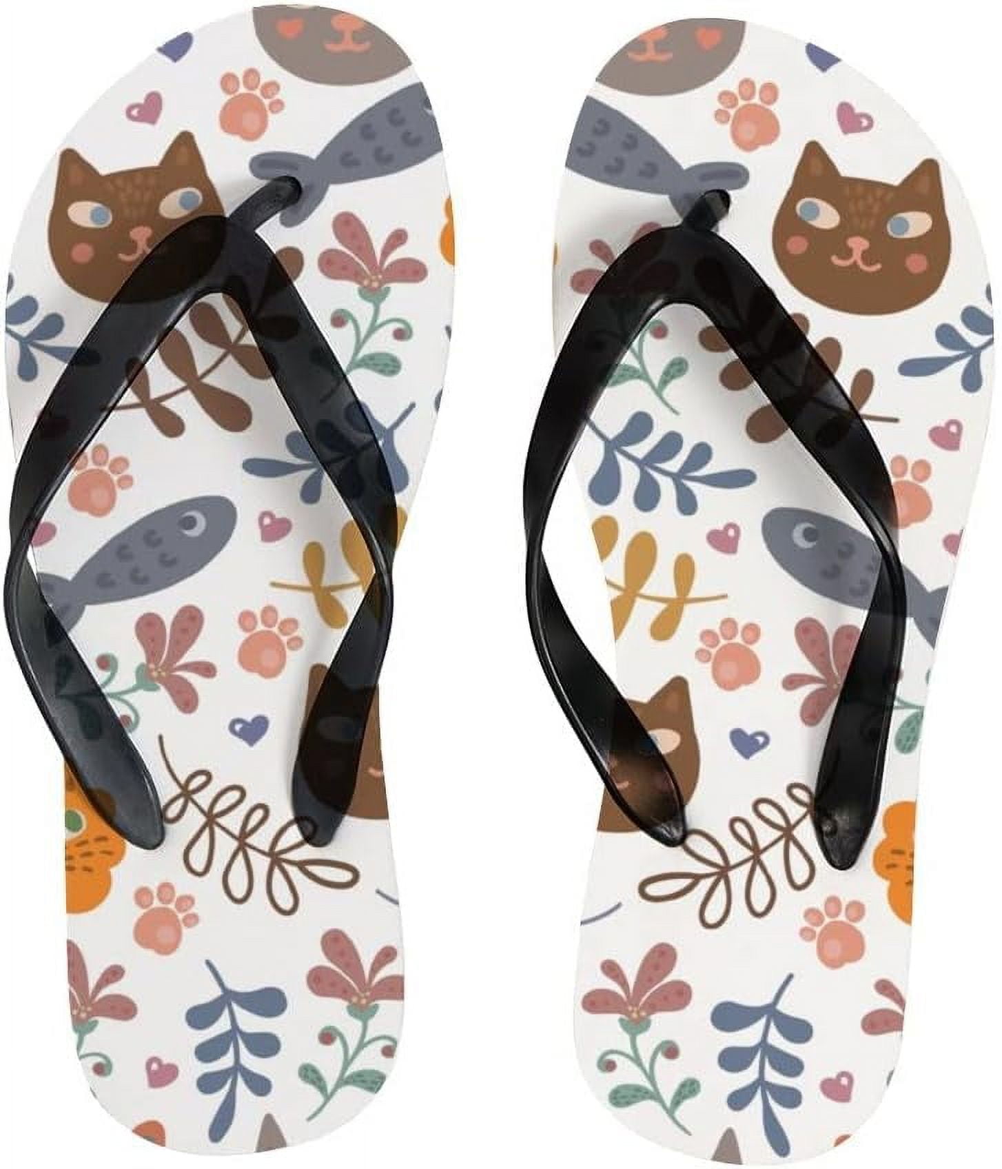 GZHJMY Flip Flops Slippers Cute Cat Fish Floral Flowers Sandals for ...