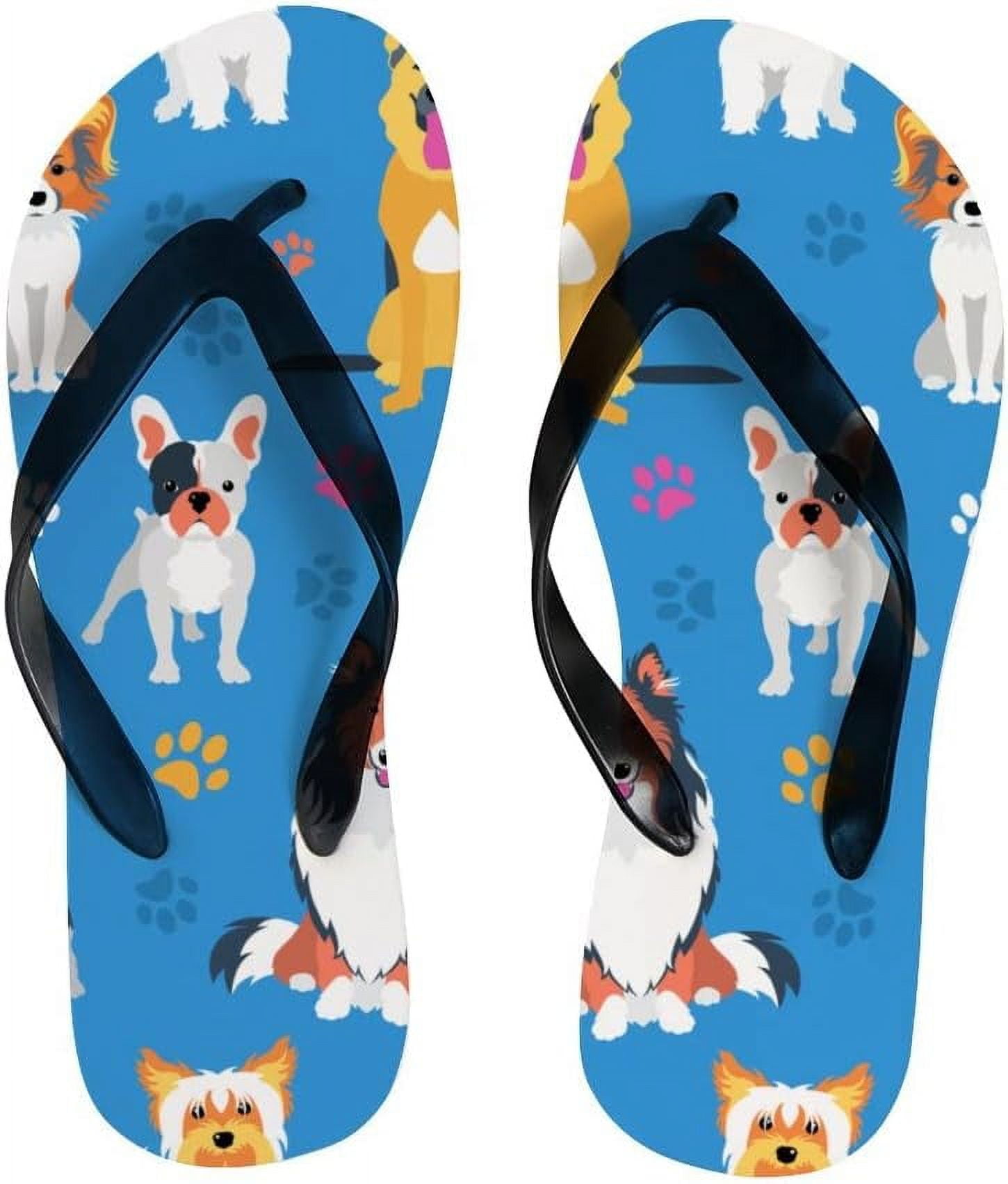 GZHJMY Flip Flops Slippers Cute Dog Puppy Animal Blue Sandals for Beach ...