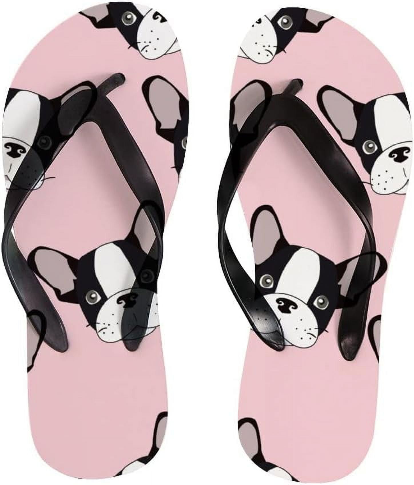 GZHJMY Flip Flops Slippers Cute Dog Puppy Animal Pink Sandals for Beach ...