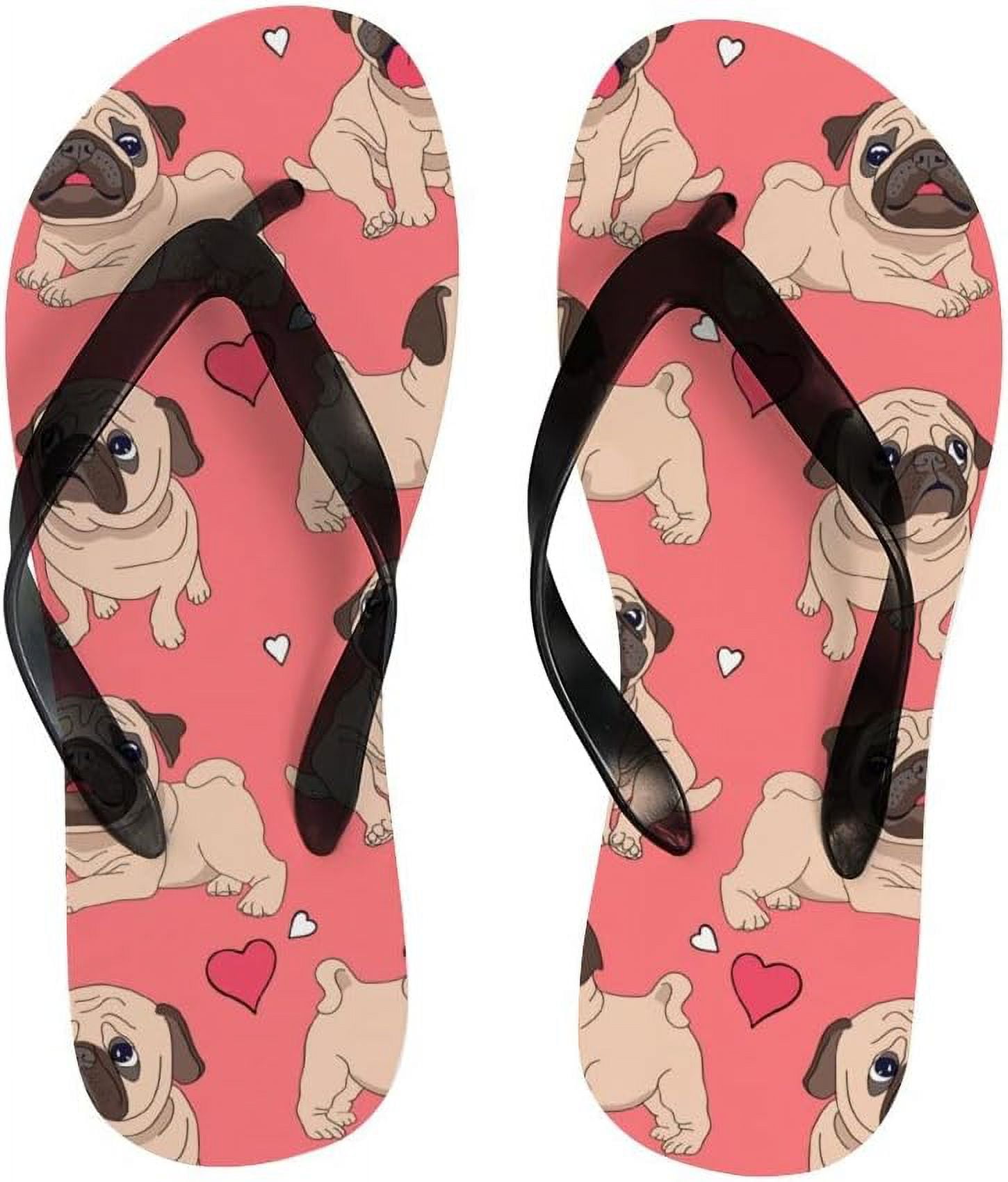 GZHJMY Flip Flops Slippers Cute Dog Puppy Love Heart for Women Girl Men ...