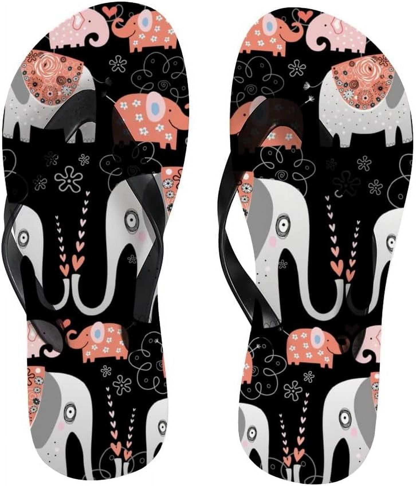 GZHJMY Flip Flops Slippers Cute Elephant Wedding Valentine's Day Animal ...