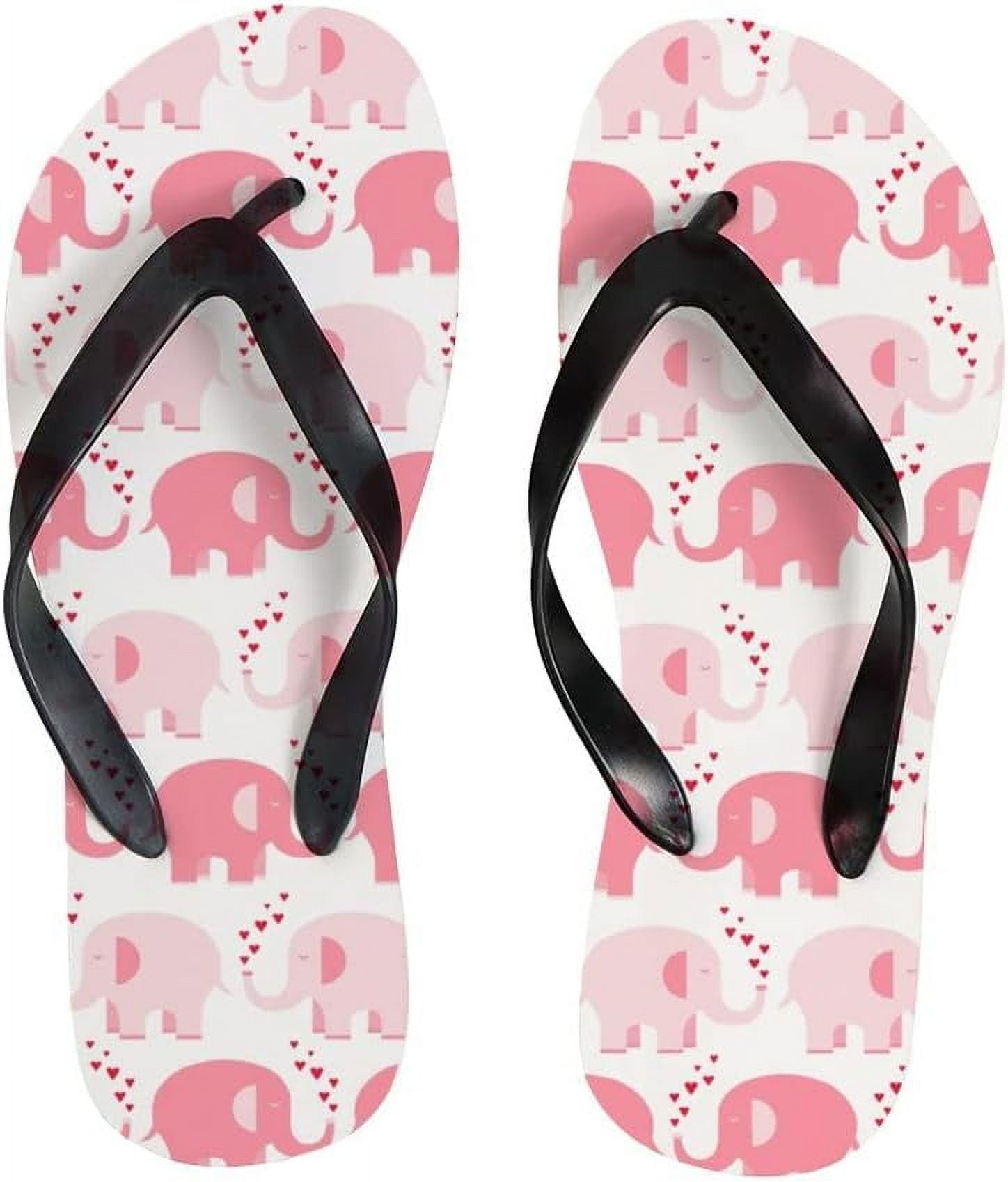 GZHJMY Flip Flops Slippers Cute Elephants Animal Pink Sandals for Beach ...