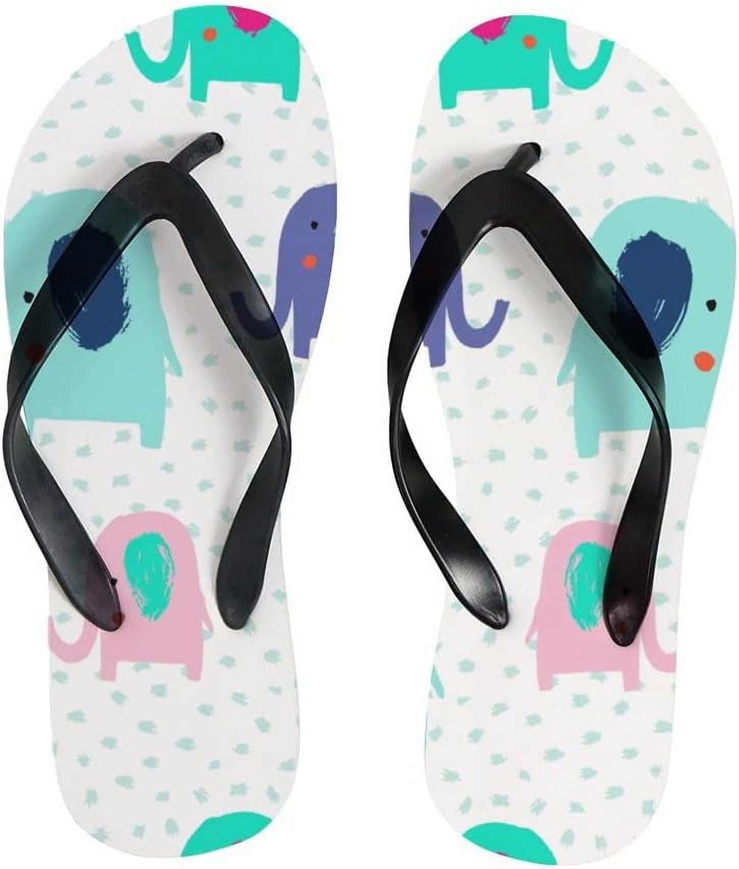 GZHJMY Flip Flops Slippers Cute Elephants Animal Polka Dots for Women ...