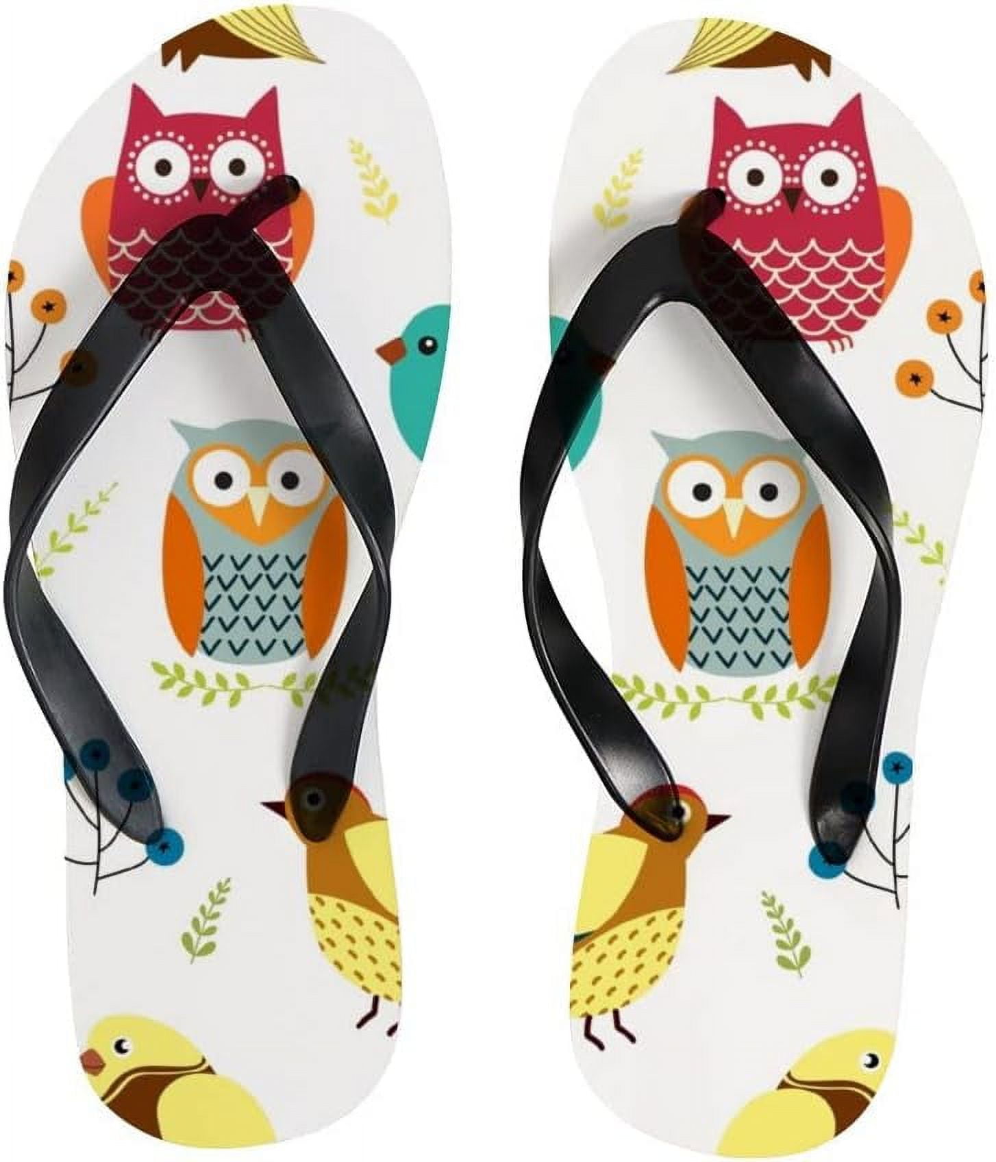 GZHJMY Flip Flops Slippers Cute Owls Birds Sandals for Beach Summer ...