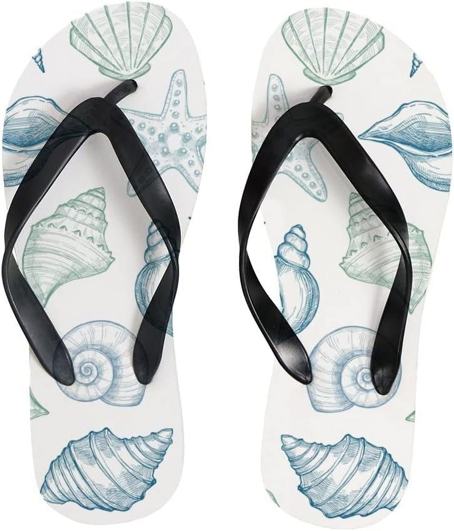 GZHJMY Flip Flops Slippers Cute Seashells Ocean Sea Conch Starfish ...