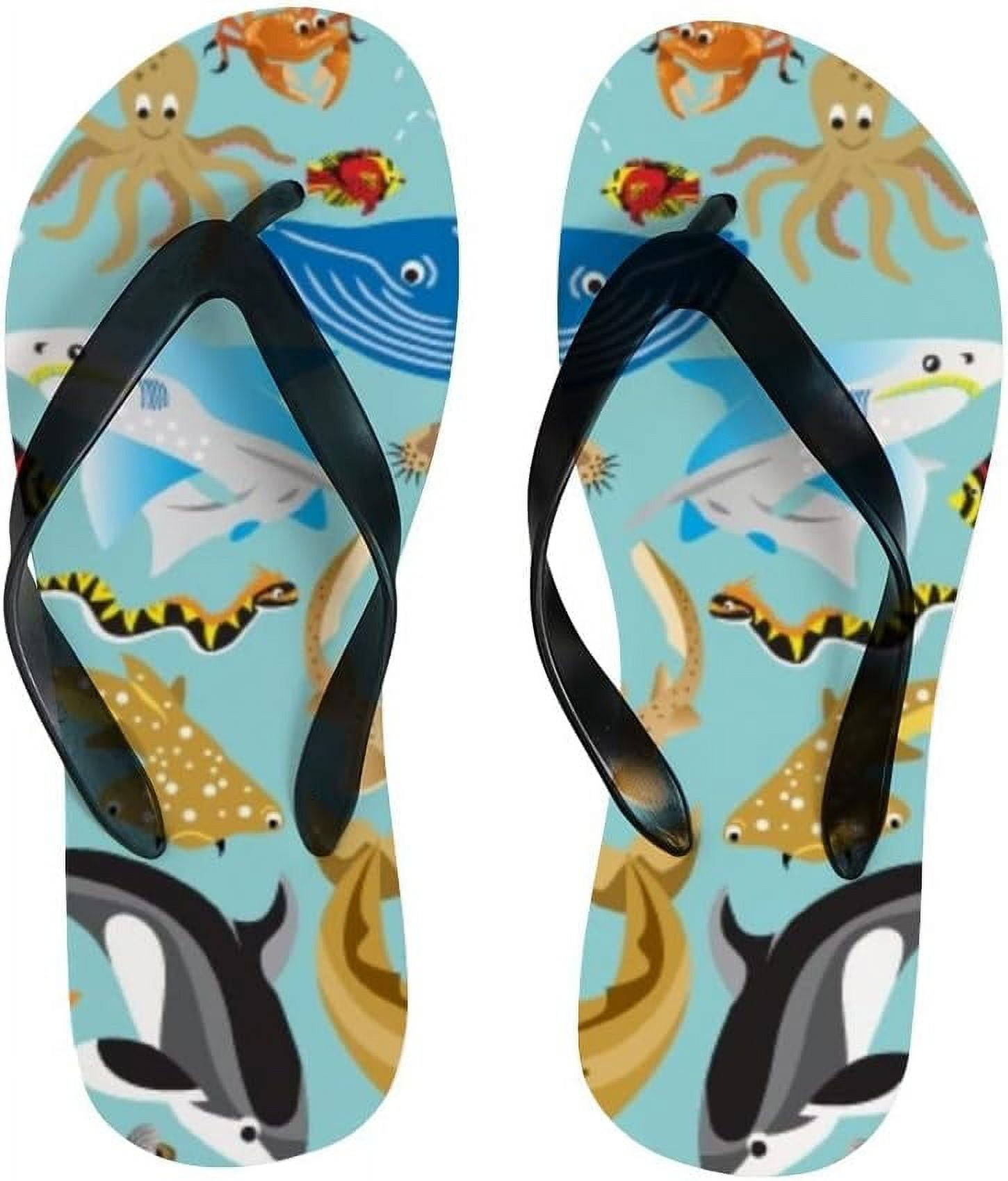 GZHJMY Flip Flops Slippers Cute Shark Jellyfish Turtle Starfish Animals ...