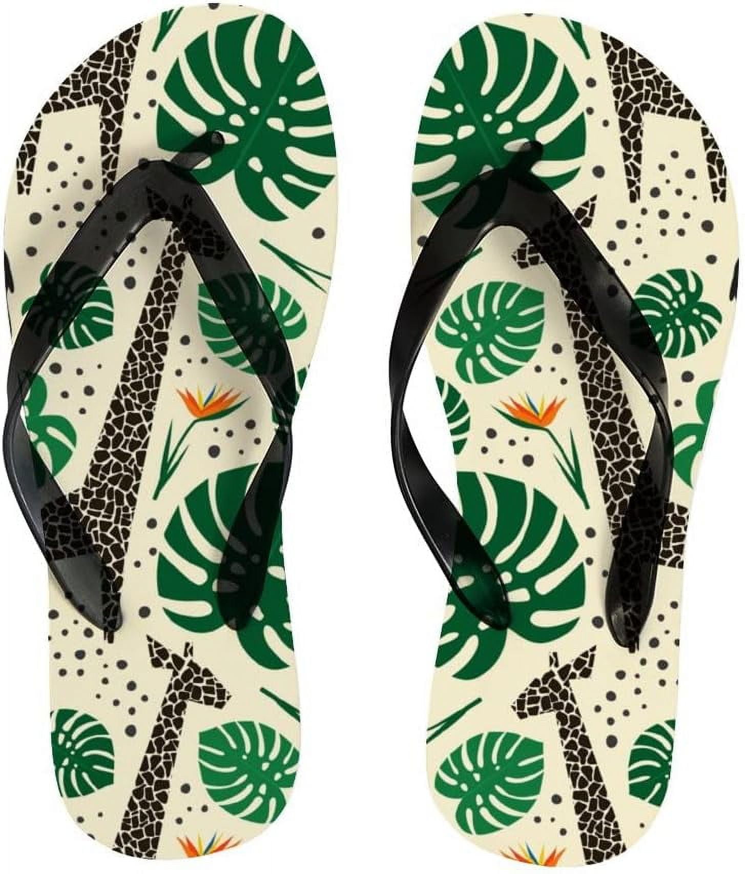 GZHJMY Flip Flops Slippers Giraffe Palm Leaves Birds Tropical Summer ...