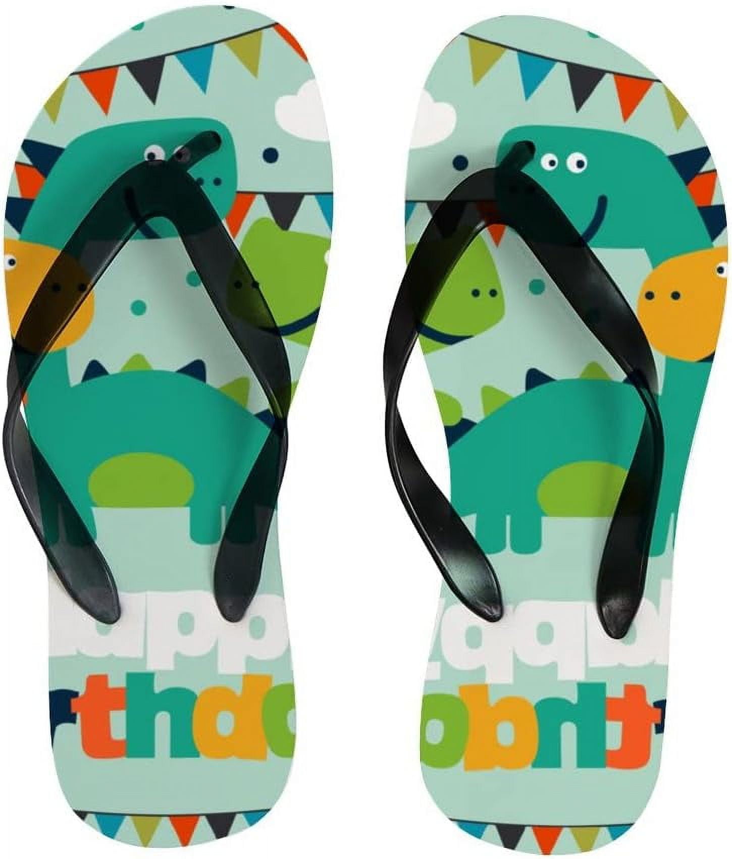 GZHJMY Flip Flops Slippers Happy Birthday Dinosaurs Animal Sandals for ...