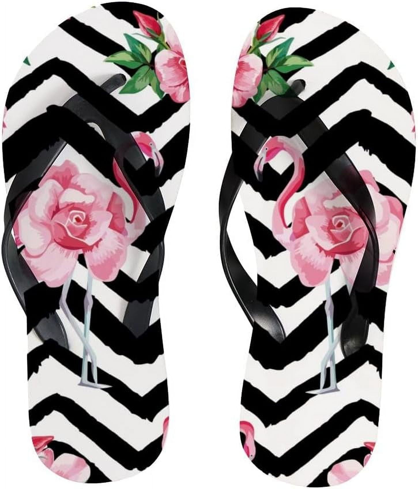 GZHJMY Flip Flops Slippers Hello Welcome Tropical Flamingo Floral ...