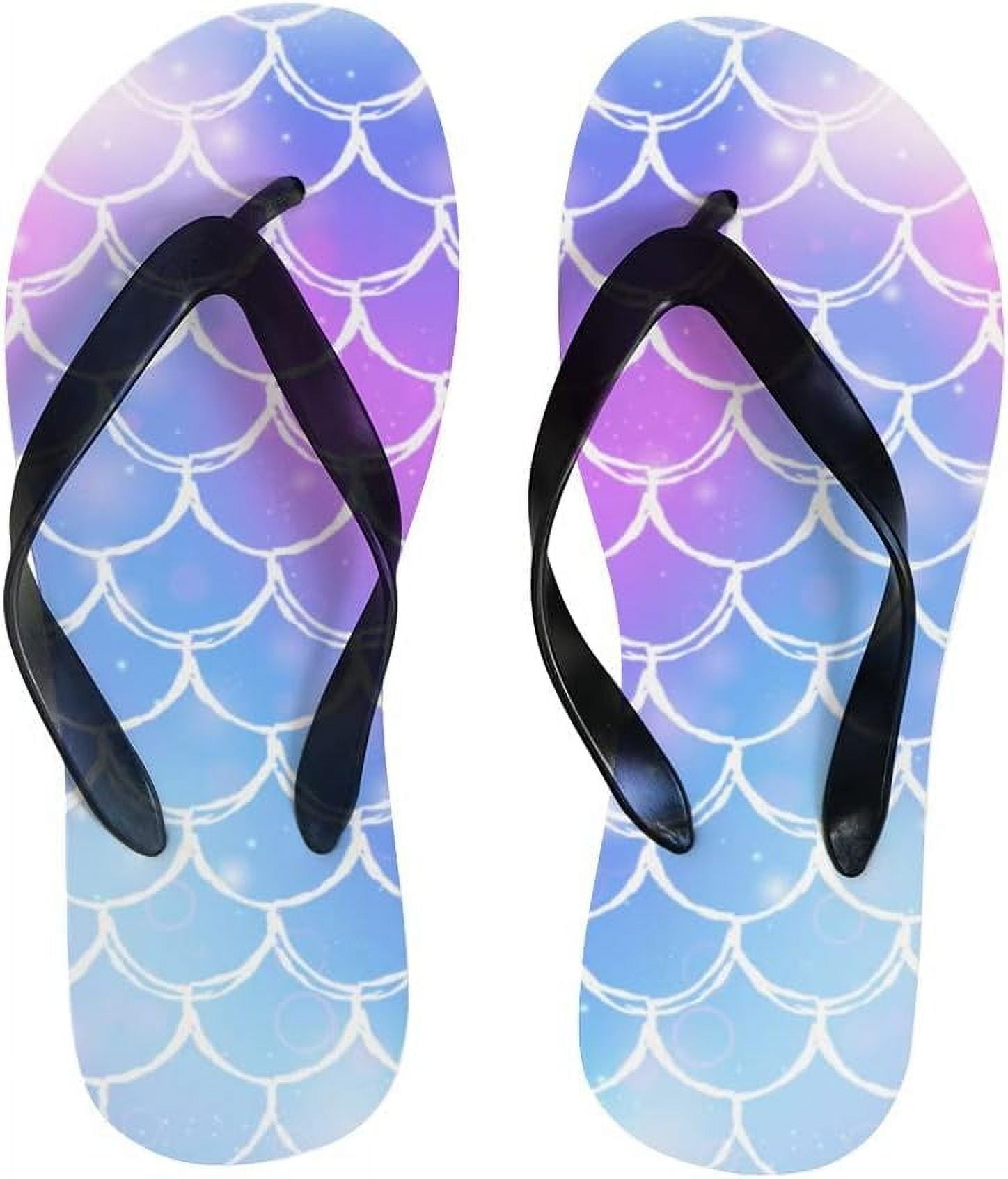 GZHJMY Flip Flops Slippers Mermaid Scale Tail Rainbow Ocean Sea Moire ...