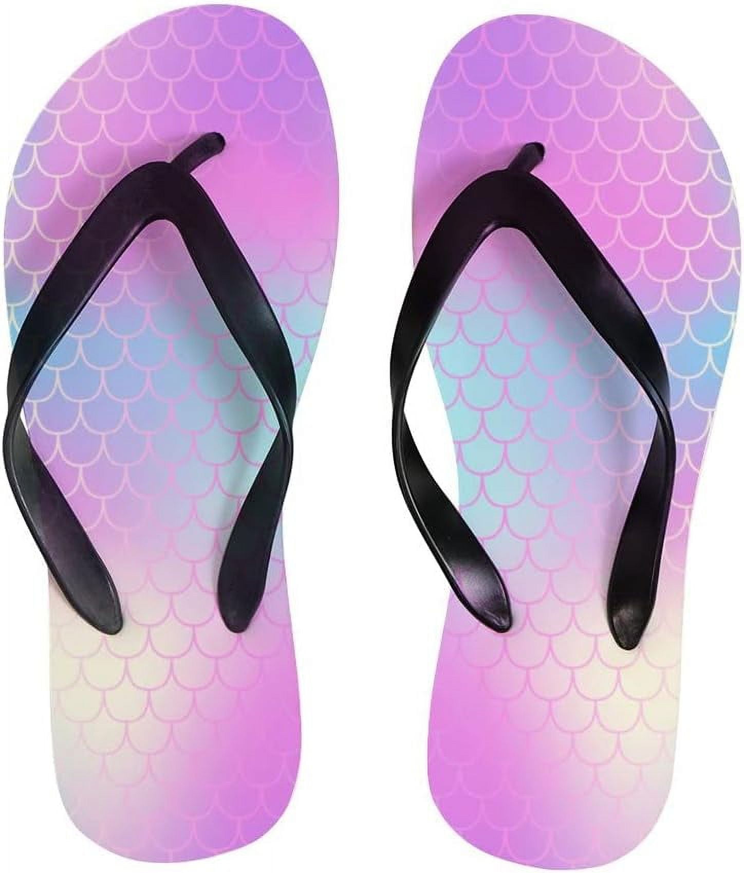 GZHJMY Flip Flops Slippers Mermaid Scale Tail Rainbow Ocean Sea Moire ...