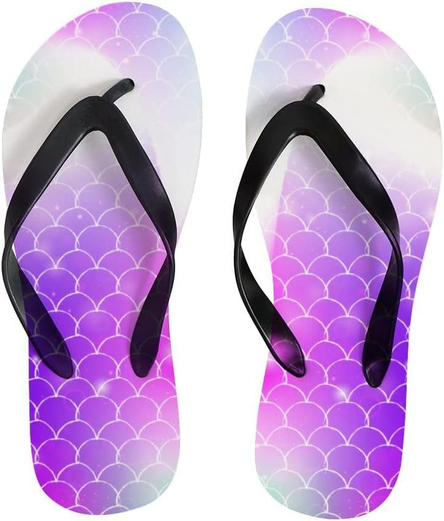 GZHJMY Flip Flops Slippers Mermaid Stars Rainbow Galaxy for Women Girl ...