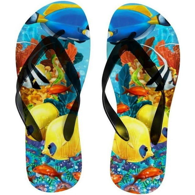 GZHJMY Flip Flops Slippers Ocean Sea Mediterranean World Fish Ship Boat ...