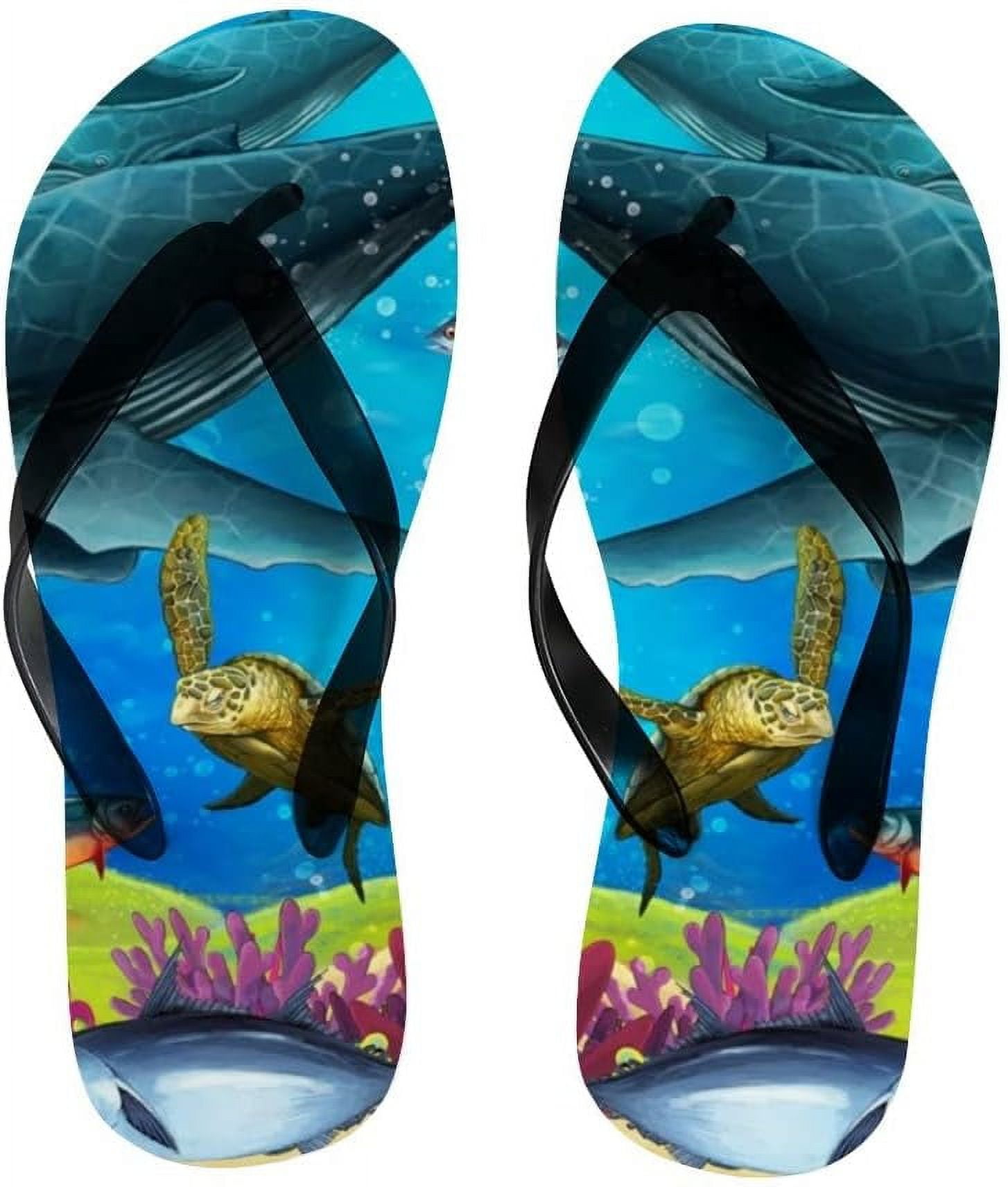 GZHJMY Flip Flops Slippers Ocean Sea World Turtle Fish Coral Aquatic ...