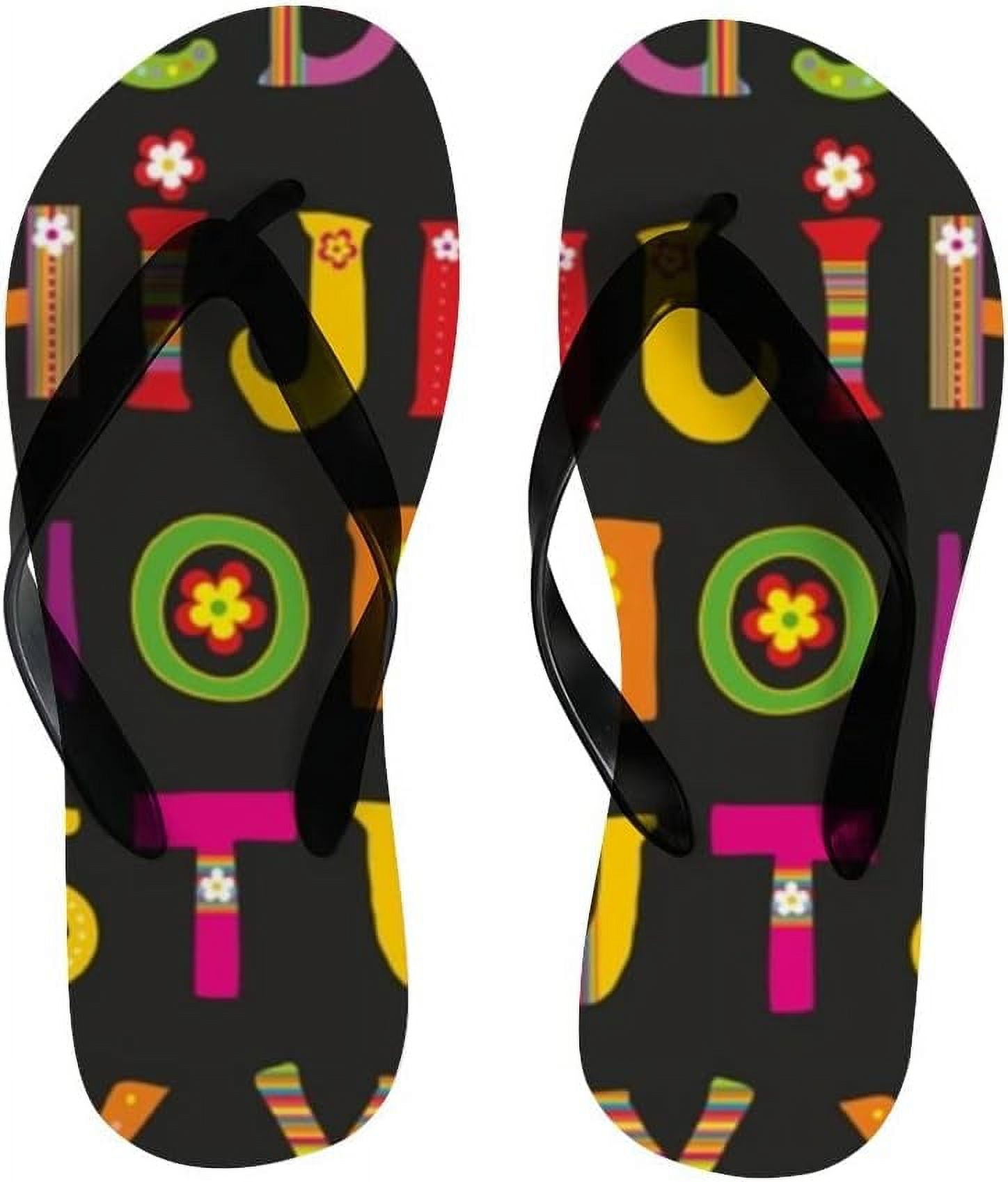 GZHJMY Flip Flops Slippers Patchwork Alphabet Letter Plaid Checkered ...