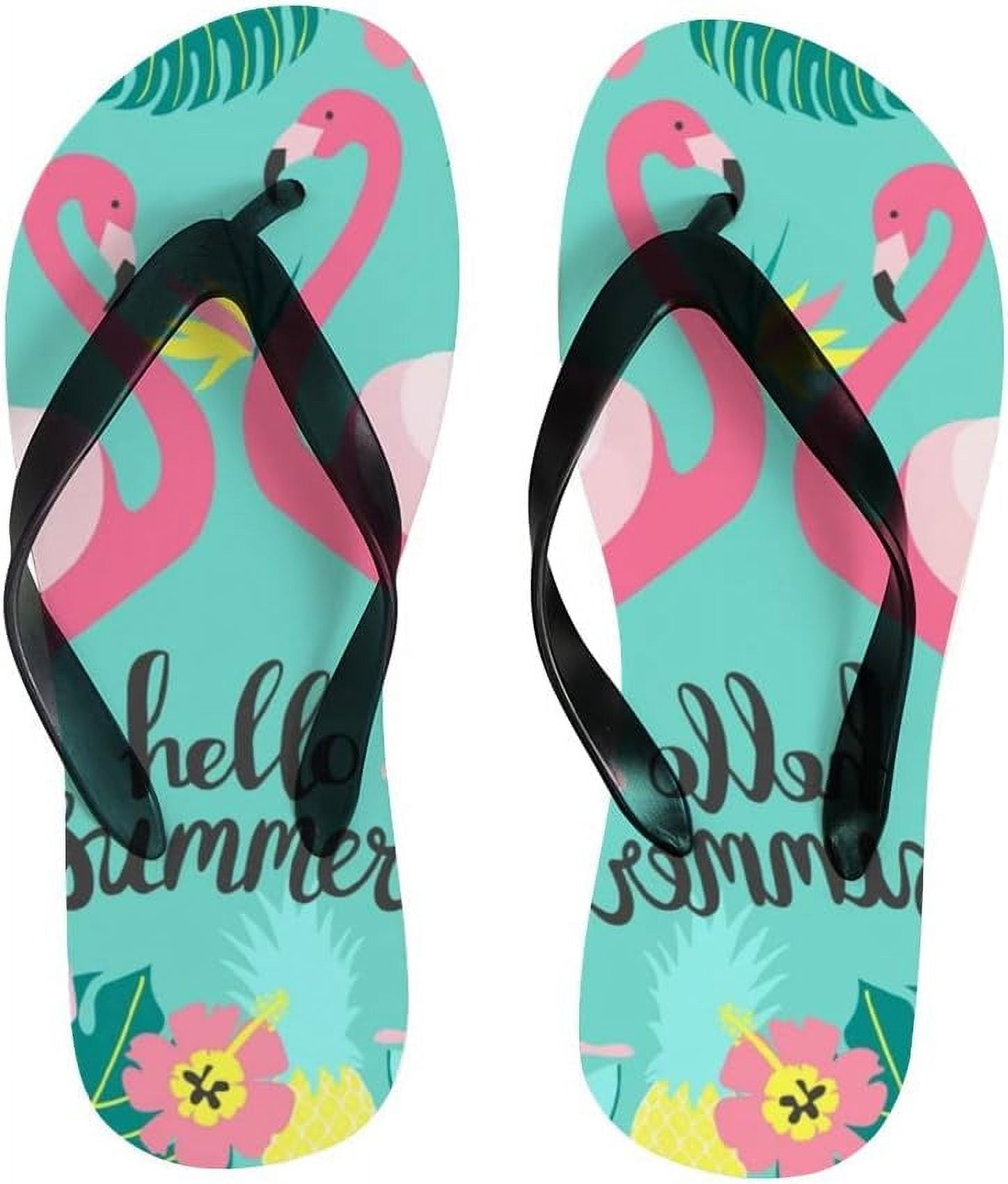 GZHJMY Flip Flops Slippers Summer Flamingo Tropical Palm Cactus Sandals ...