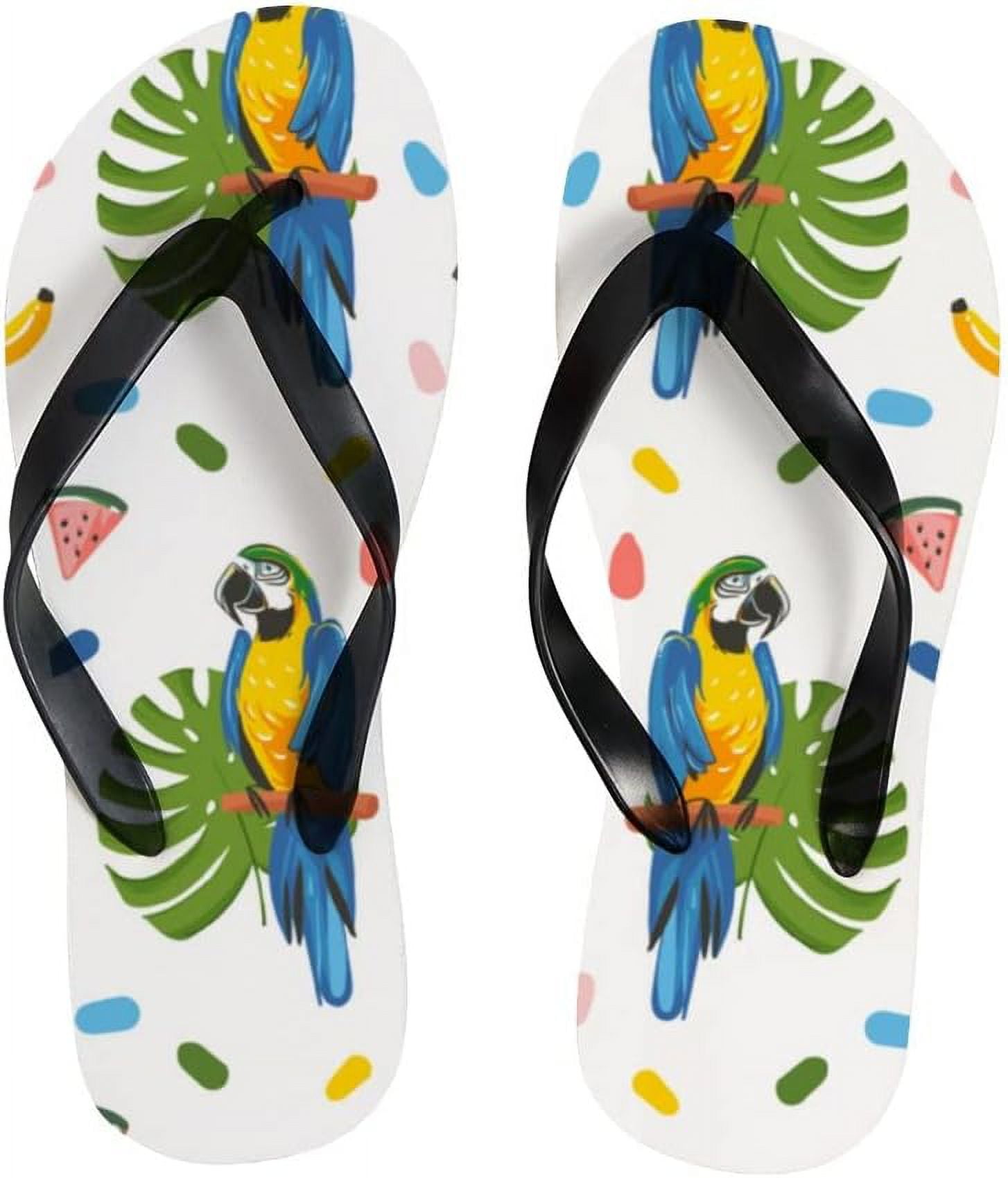GZHJMY Flip Flops Slippers Tropical Birds Colorful Leaves Floral Polka ...