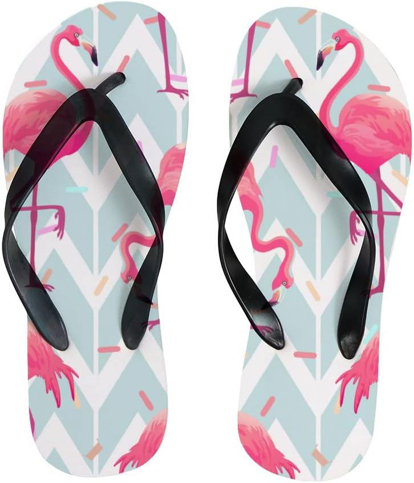 GZHJMY Flip Flops Slippers Tropical Flamingo Bird Striped Sandals for ...
