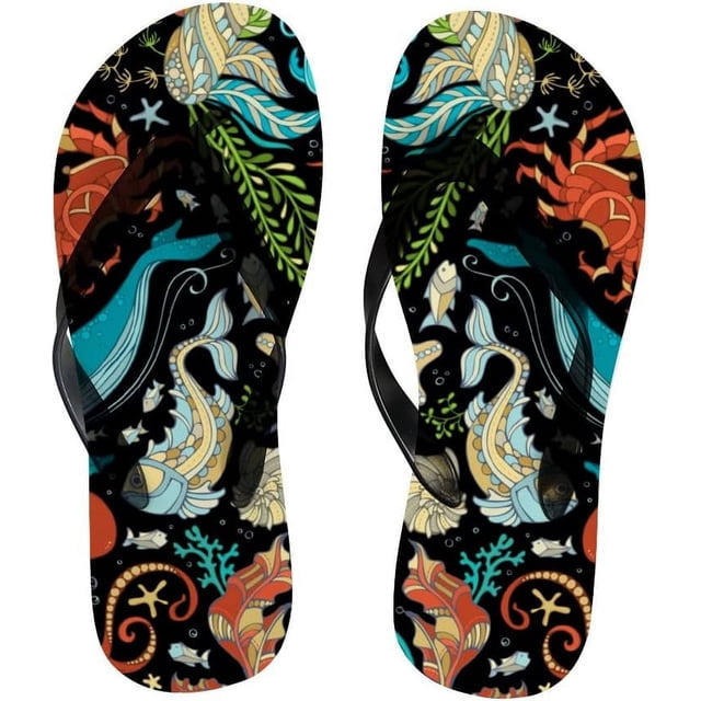 GZHJMY Flip Flops Slippers Vintage Ocean Sea Aquatic World Shells ...