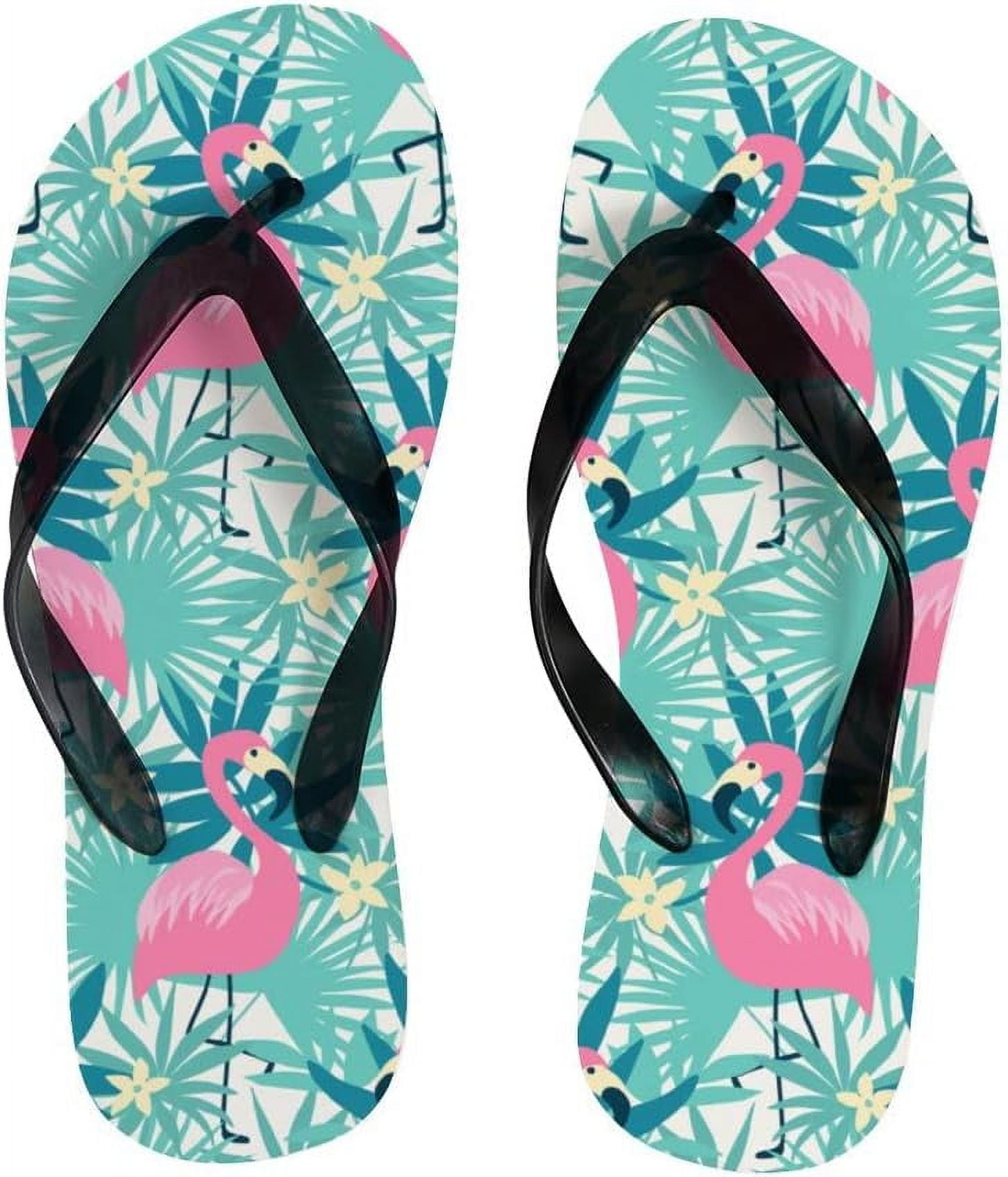 GZHJMY Flip Flops Summer Flamingo Bird Palm Leaves Slippers Sandals for ...