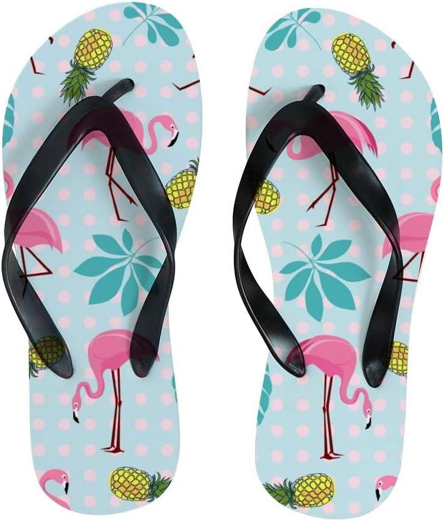 GZHJMY Flip Flops Summer Tropical Flamingo Birds Pineapples Polka Dots ...