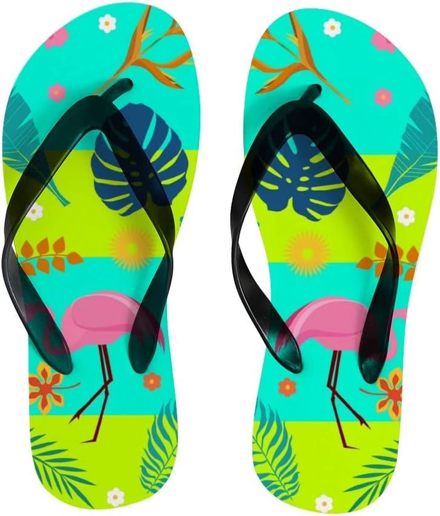 GZHJMY Flip Flops Summer Tropical Floral Flowers Flamingo Slippers ...