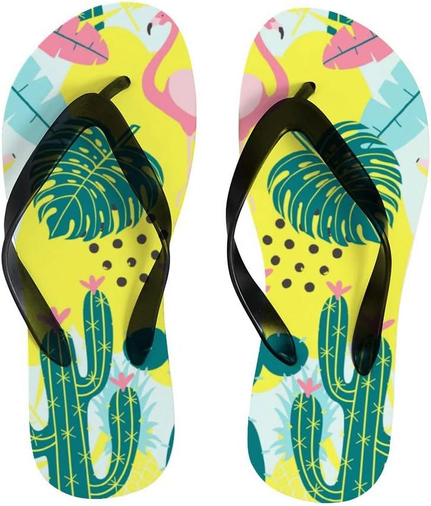 GZHJMY Flip Flops Tropical Birds Flamingo Palm Trees Summer Slippers ...