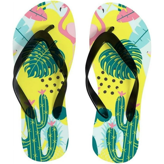GZHJMY Flip Flops Tropical Birds Flamingo Palm Trees Summer Slippers Sandals for Women Men Boy ...