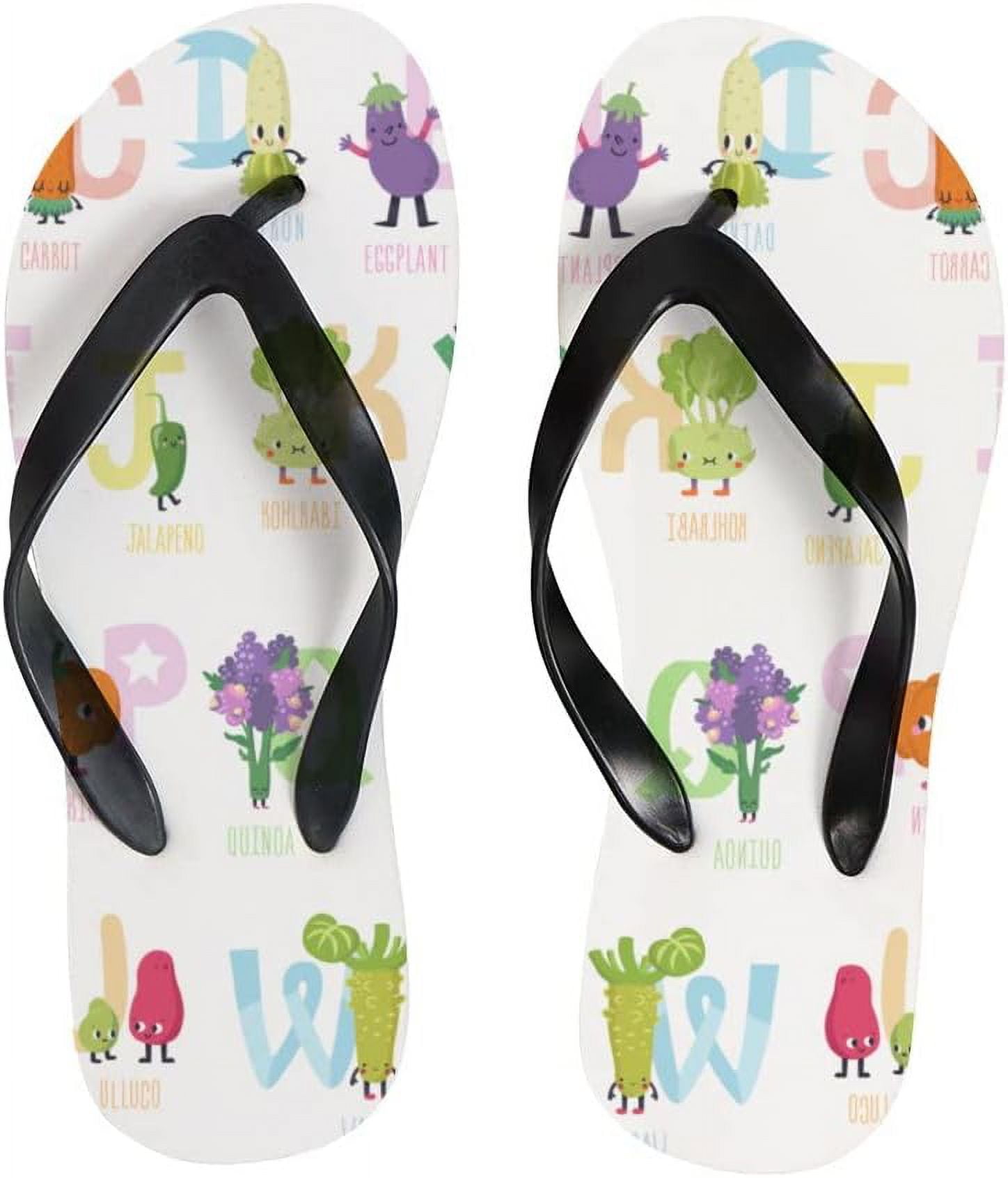 GZHJMY Flip Flops Vegetables Letter Alphabet Thong Slip On Slippers ...