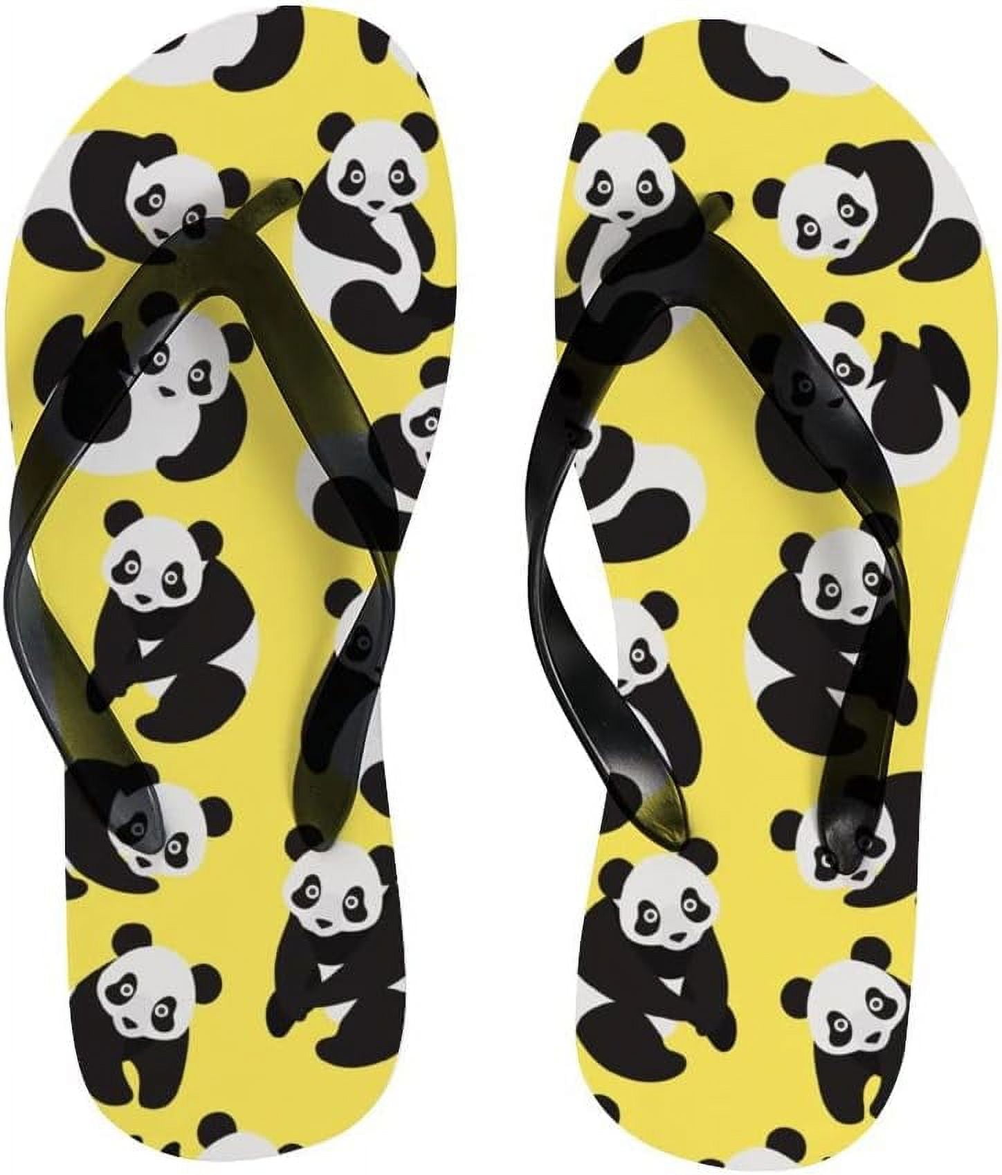 GZHJMY Flip Flops Vintage Cute Pandas Animals Thong Slip On Slippers ...