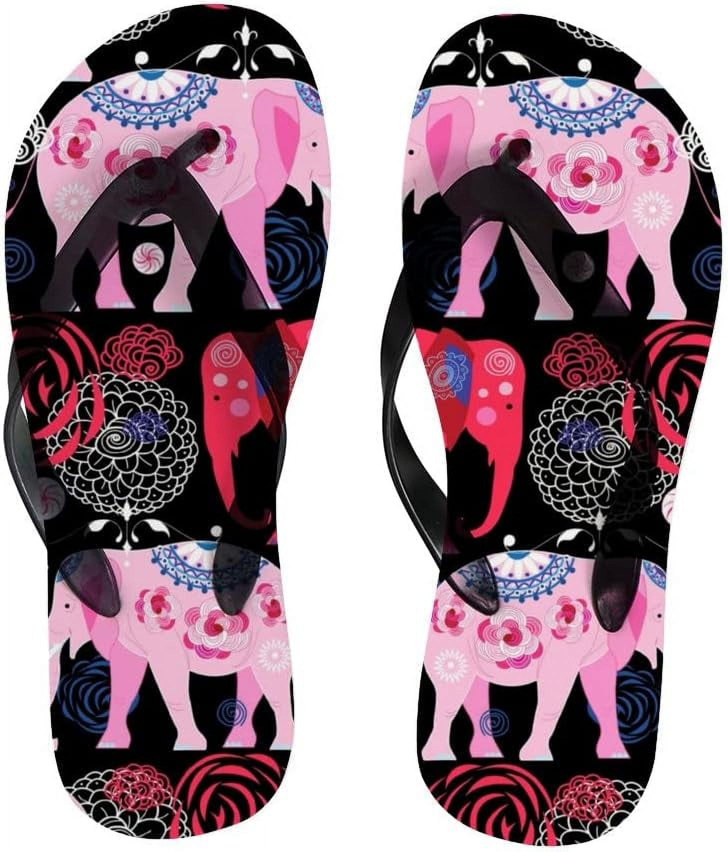 GZHJMY Flip Flops Vintage Elephant Mandala Floral Flower Ethnic Thong ...