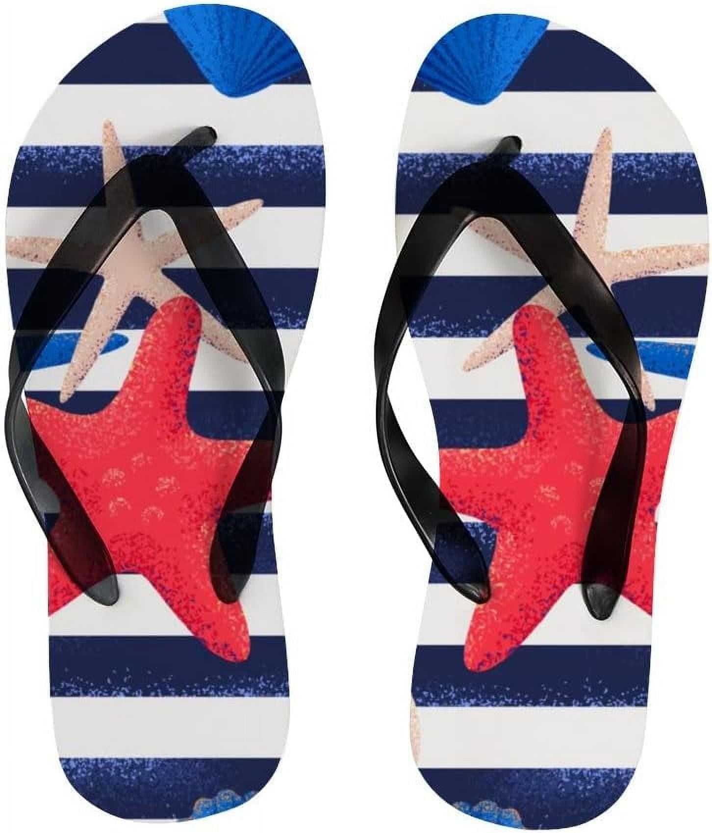 GZHJMY Flip Flops Vintage Ocean Sea Floral Starfish Conch Striped ...