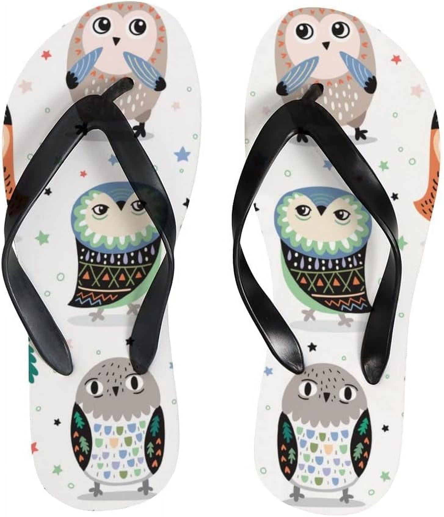 GZHJMY Flip Flops Vintage Owls Birds Floral Flowers Stars Slippers ...