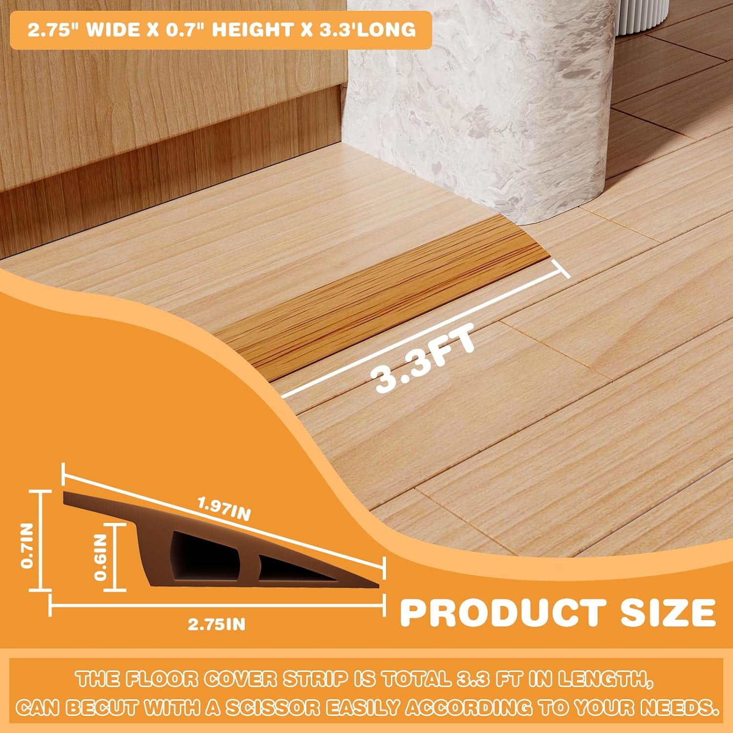 GZHJMY Floor Transition Strip 3.3ft, Double Sided Self-Adhesive PVC ...