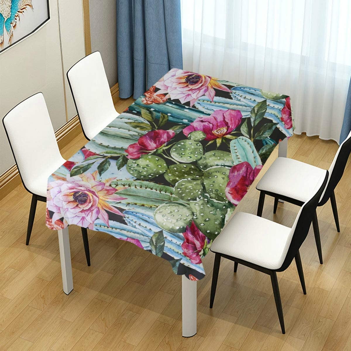 GZHJMY Floral Cactus Square Tablecloth 54"(W) x 54"(L), Watercolor ...