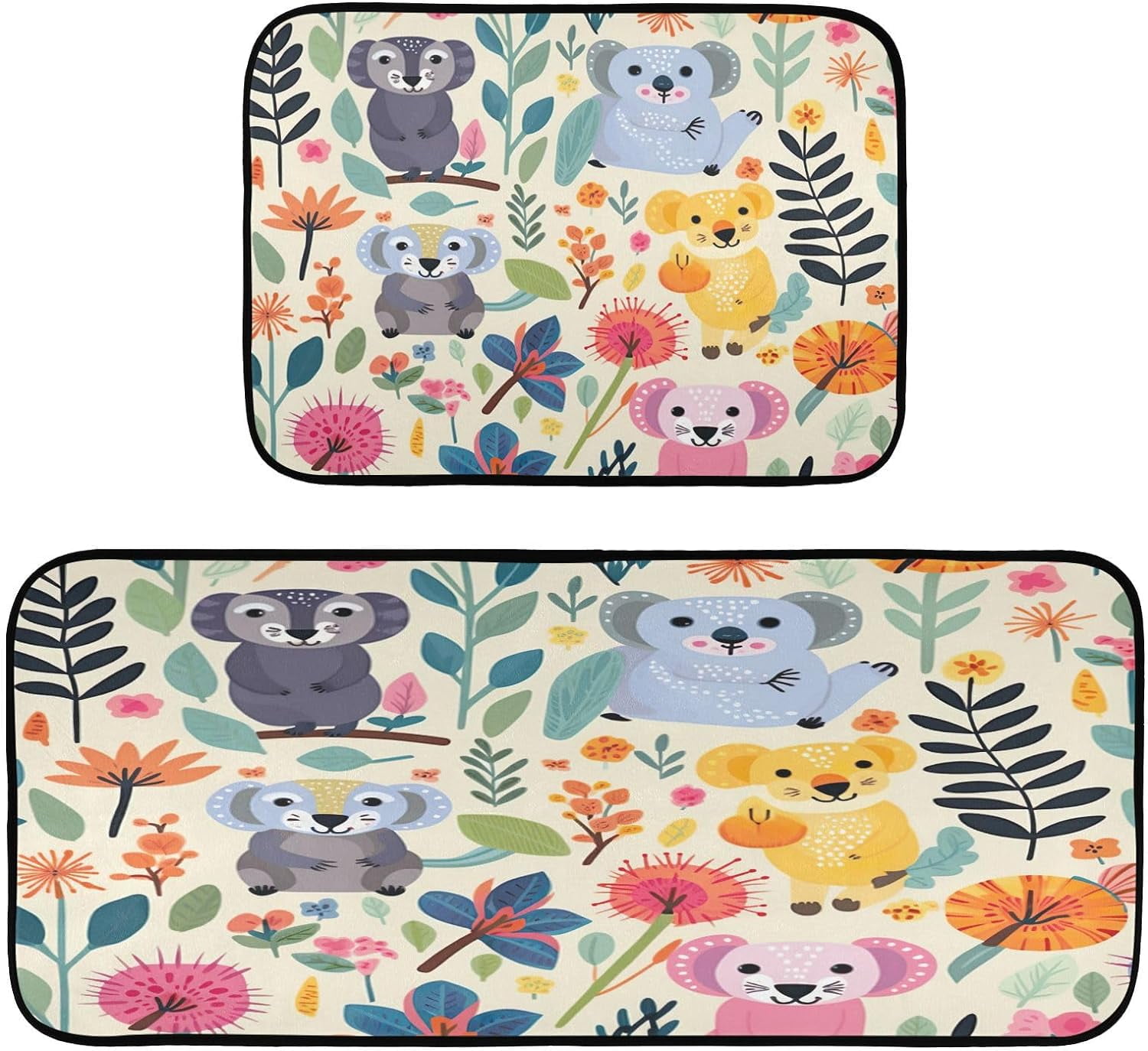 GZHJMY Floral and Koalas Kitchen Mats 2 PCS,Anti-Fatigue Non Slip ...